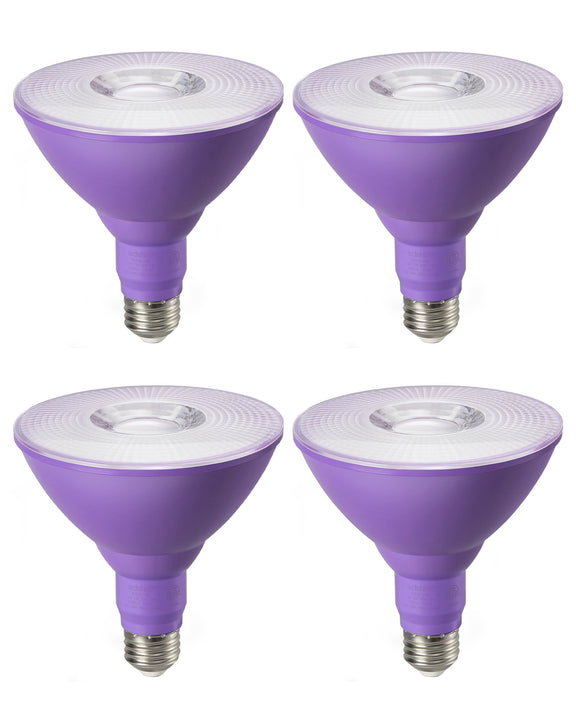 EDISHINE 4 Pack LED Par38 Outdoor Flood Purple Light Bulbs, 18W (120W