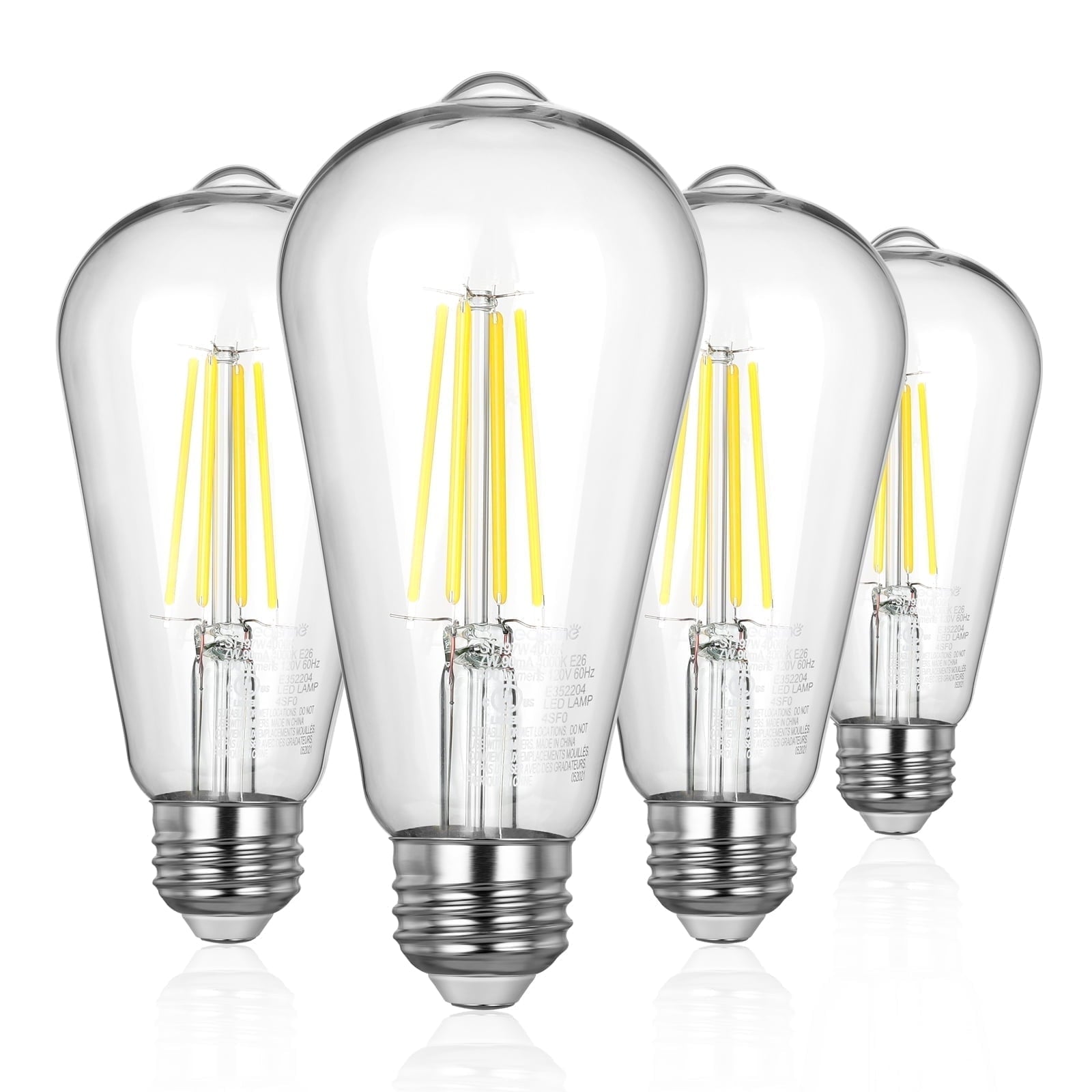 EDISHINE 4 Pack LED Vintage Light Bulb, 4000K, ST19 60W Daylight Class